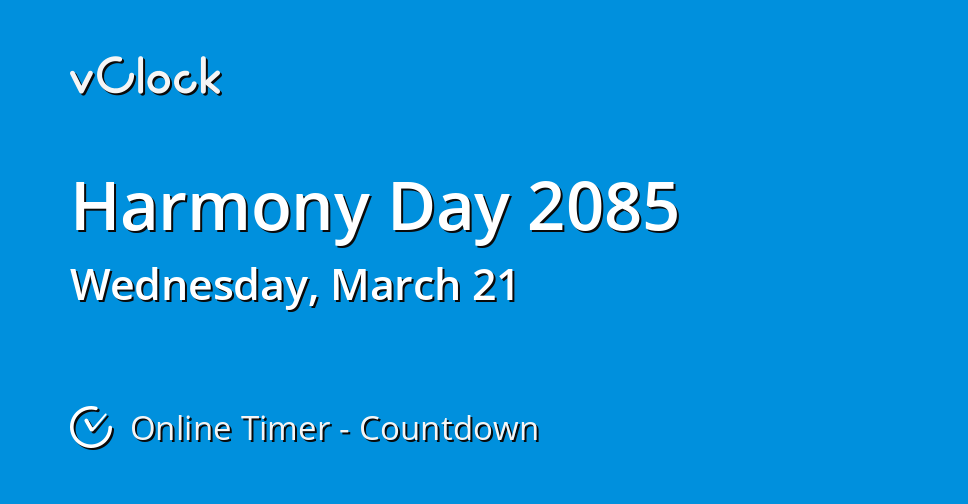 When is Harmony Day 2085 - Countdown Timer Online - vClock